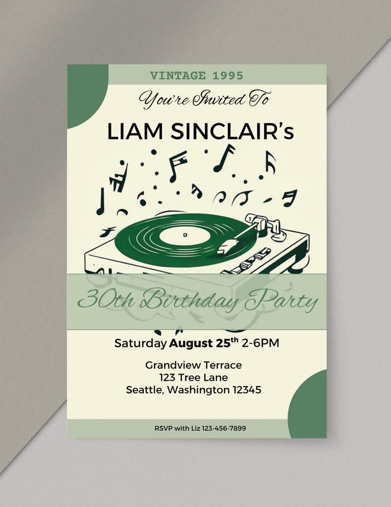 Vintage 1995 30th Birthday Invitation: Retro Vinyl Theme (editable ...