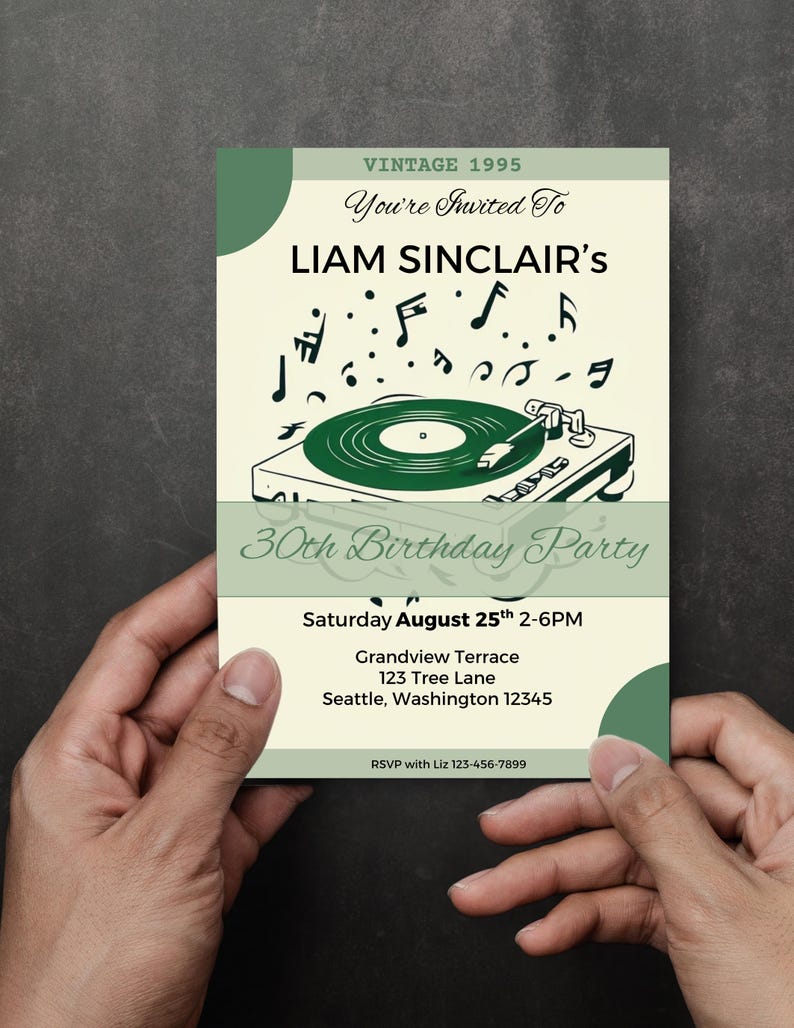 Vintage 1995 30th Birthday Invitation Template, Editable Retro Vinyl ...