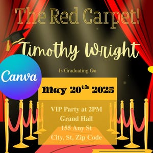 Animated Red Carpet Graduation Invitation Template - Etsy