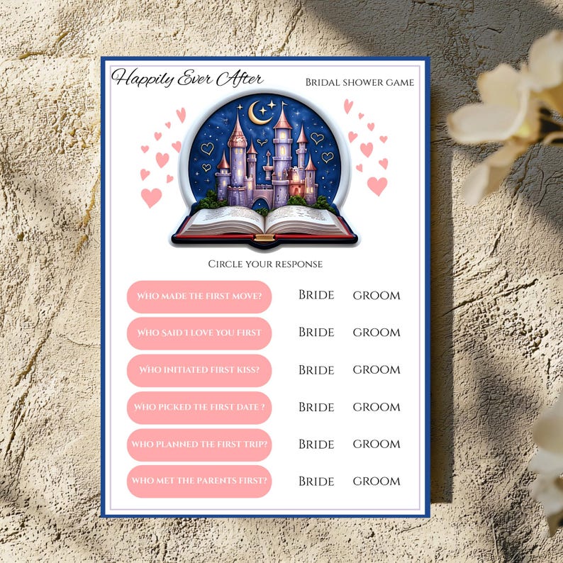 Happily Ever After Bridal Shower Game, Fairytale Couples Quiz ...