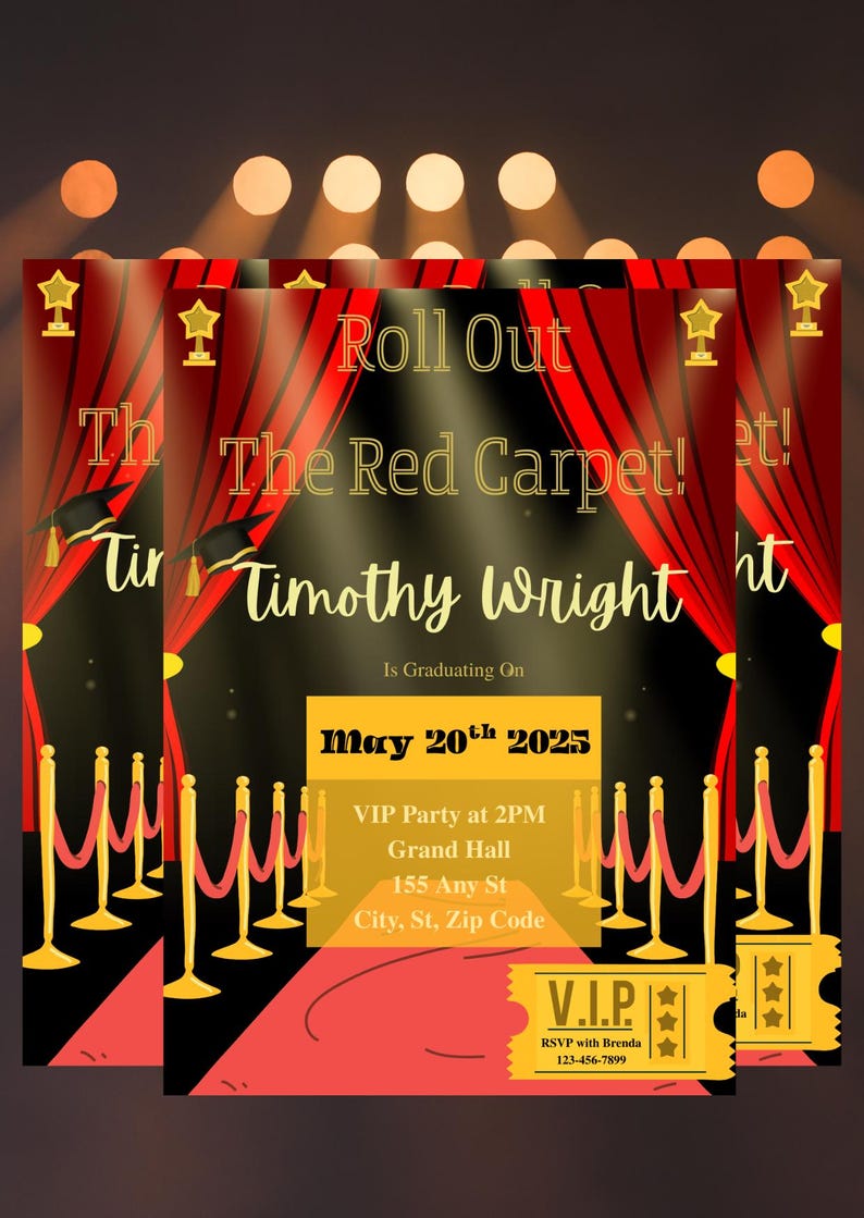 Animated Red Carpet Graduation Invitation Template - Etsy