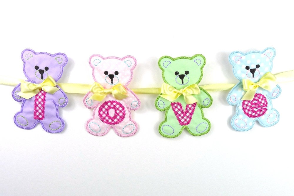 Teddy Bear Banner ITH Project Applique Machine Embroidery - Etsy UK