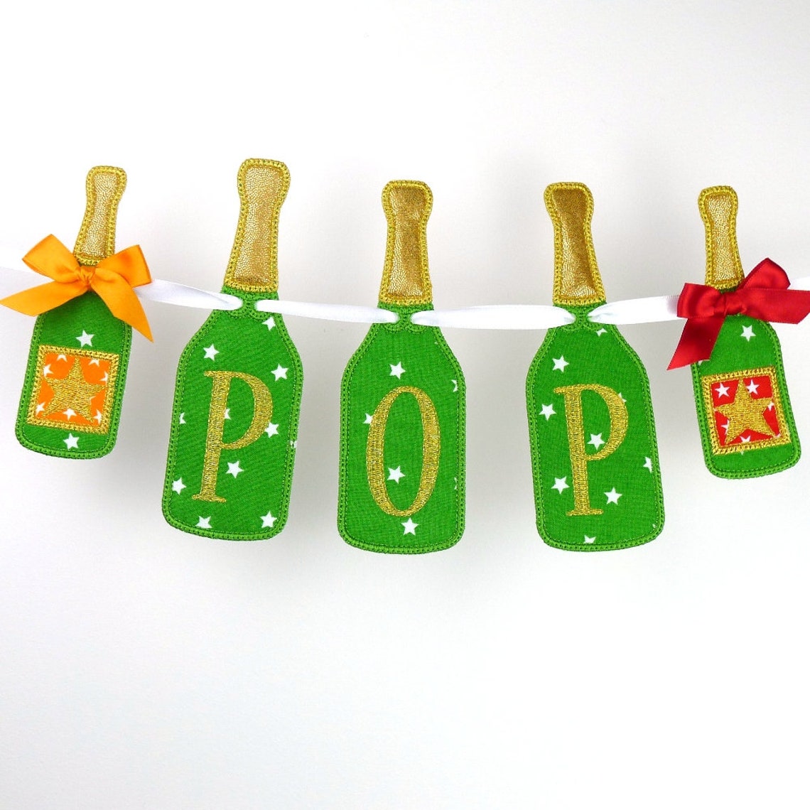 Champagne Bottle Banner in the Hoop Project Machine Embroidery Design ...