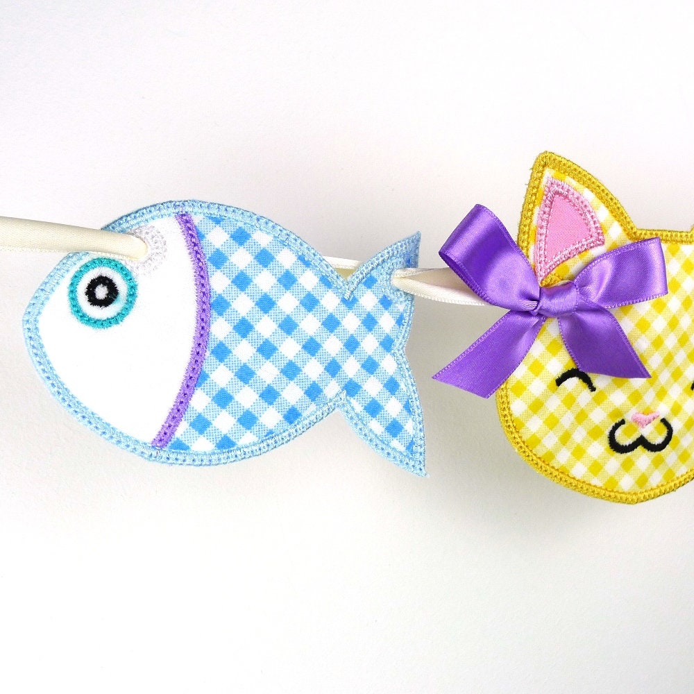 Pretty Kitty Cat Banner In The Hoop Project Machine Embroidery | Etsy