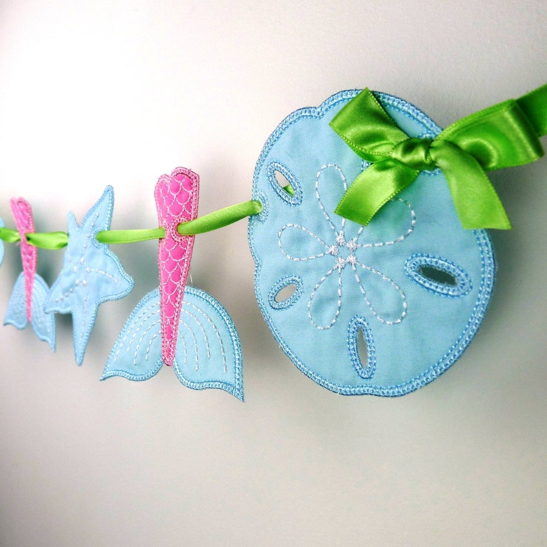 Seaside Banner ITH Project Machine Embroidery Design Beach Banner Shell ...