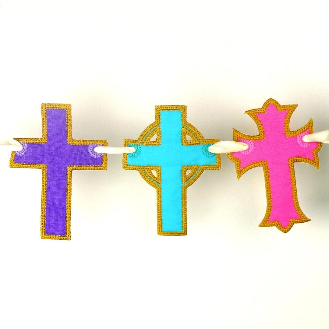 Cross Banner ITH Project Machine Embroidery Design Applique Pattern 2 ...