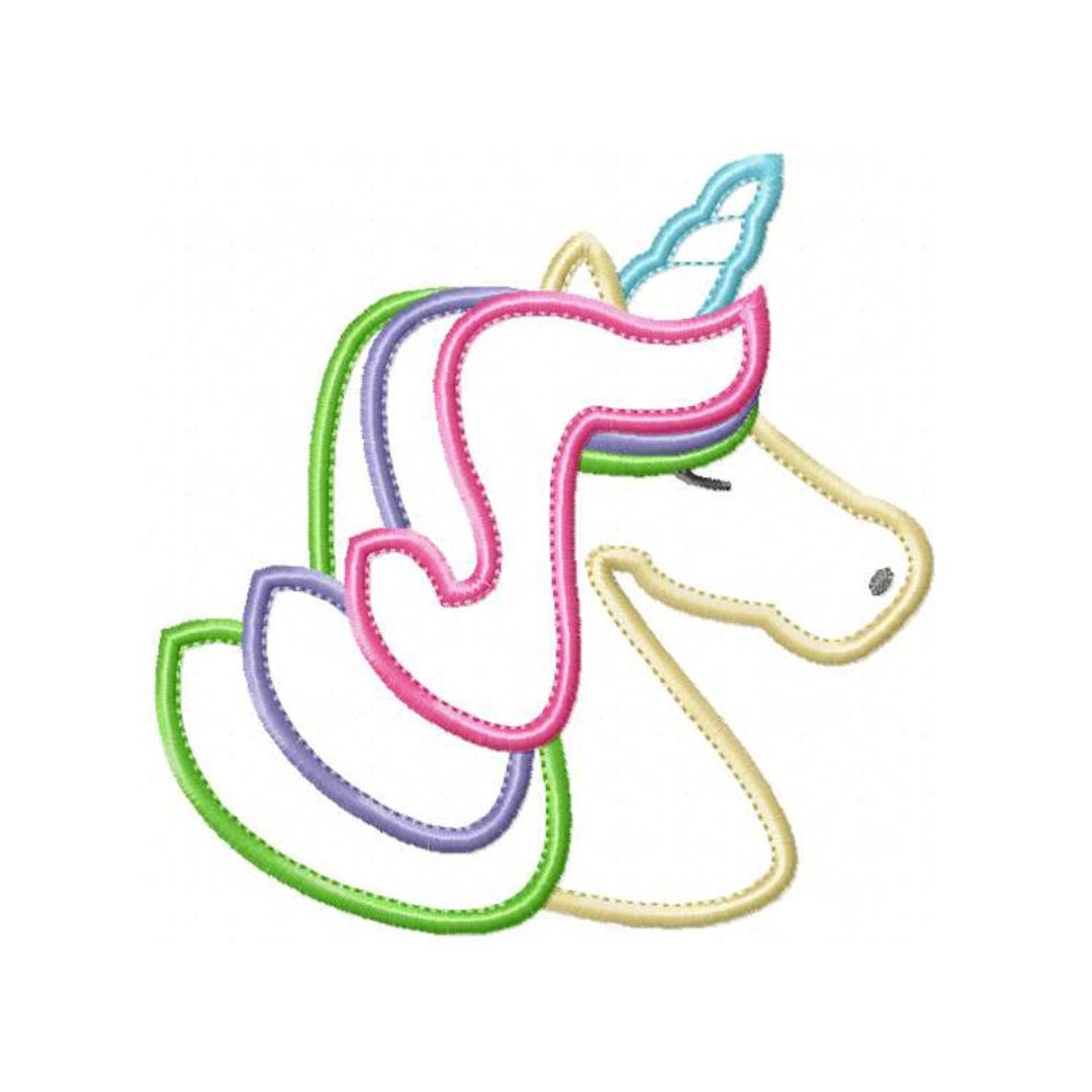 Unicorn Applique Machine Embroidery Design Patterns in 3 Sizes | Etsy
