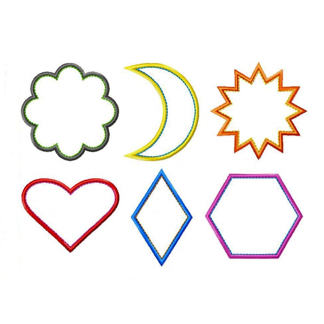More Applique Shapes Machine Embroidery Design Patterns Heart, Hexagon ...