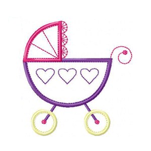 Baby Doll Pram Machine Embroidery Designs Applique Patterns in 4 Sizes ...