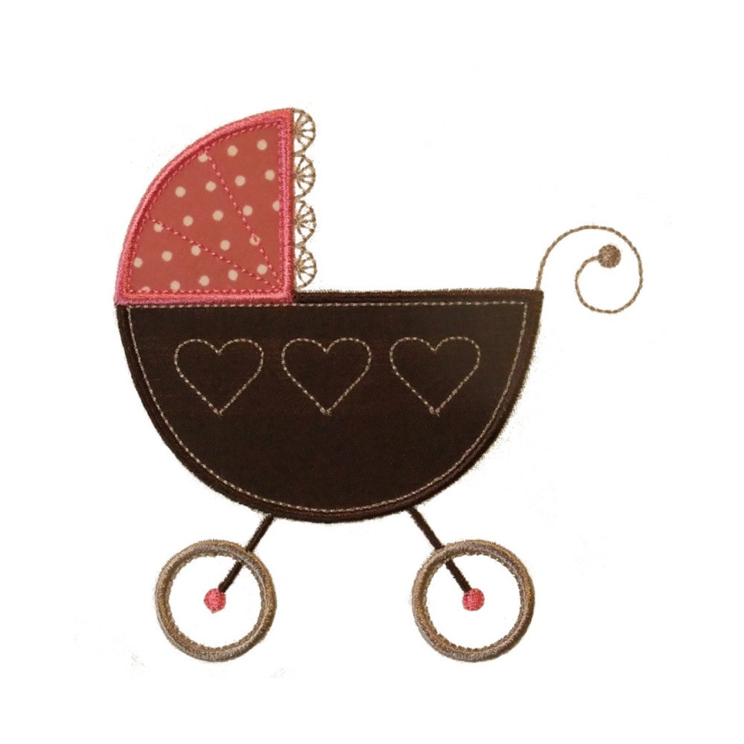 Baby Doll Pram Machine Embroidery Designs Applique Patterns in 4 Sizes ...