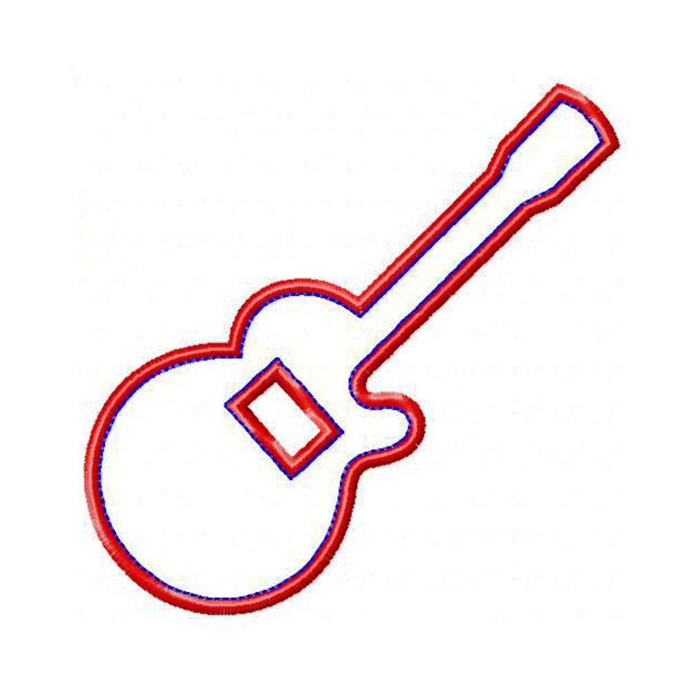 Rockin' Guitar Applique Machine Embroidery Design Applique - Etsy