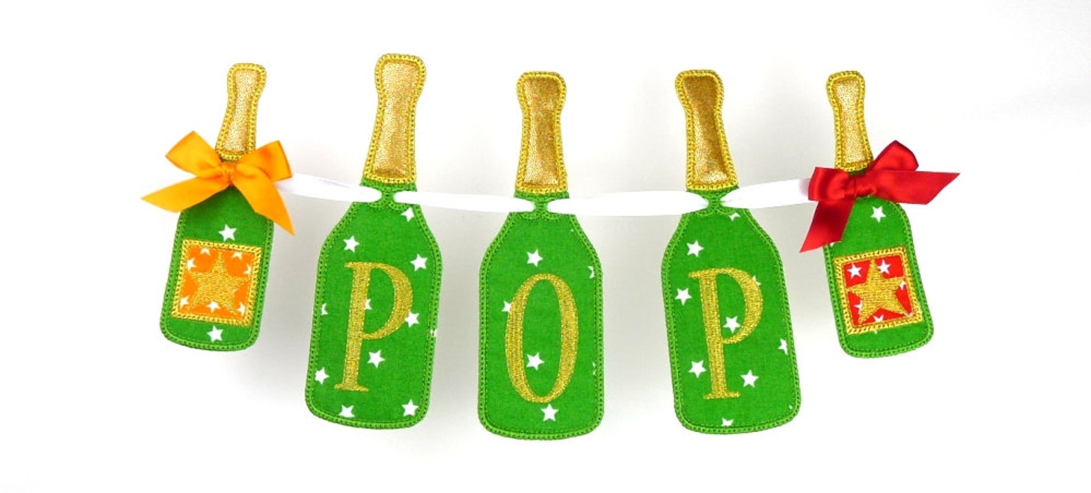 Champagne Bottle Banner in the Hoop Project Machine Embroidery Design ...