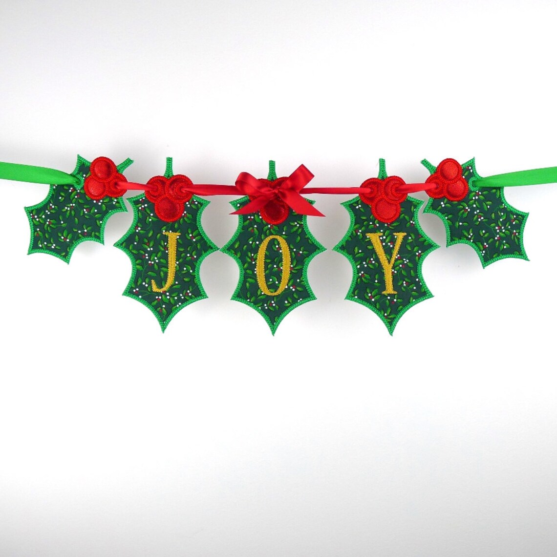 Holly Leaf Banner in the Hoop Project Machine Embroidery - Etsy UK