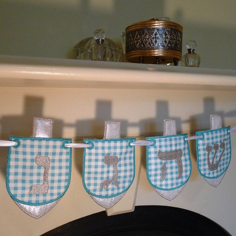 Dreidel Banner in the Hoop Banner Machine Embroidery Design Applique ...