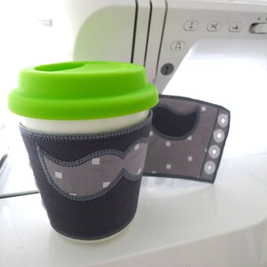 Coffee Cup Sleeve With Mustache in the Hoop Project Machine Embroidery ...