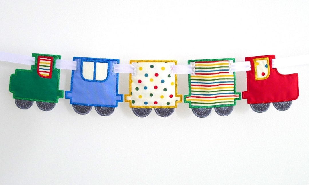 Train Banner in the Hoop Project Machine Embroidery Designs Applique ...