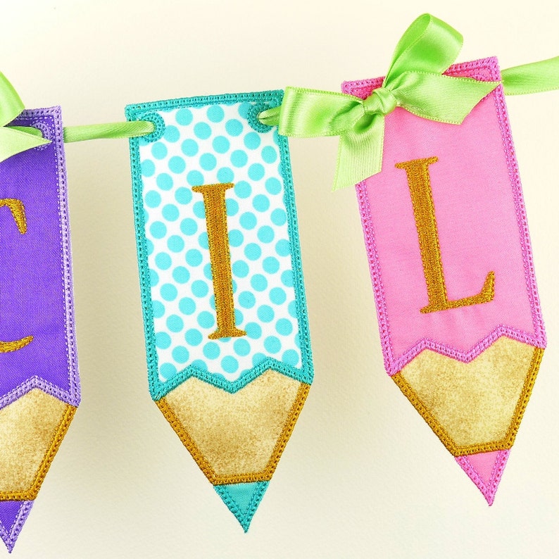 Pencil Banner ITH Project Applique Machine Embroidery Design Patterns ...