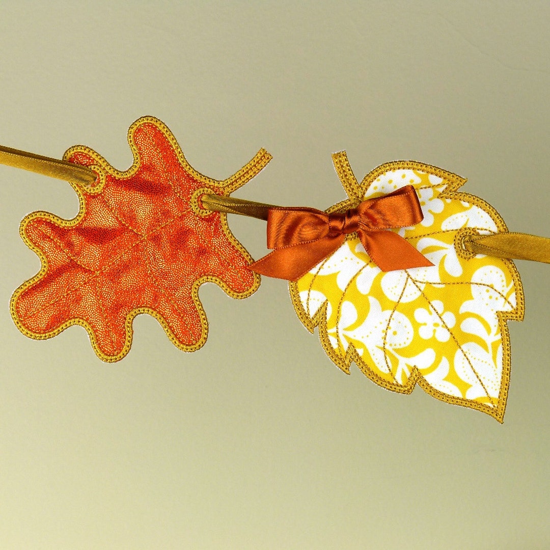 Fall Leaves Banner ITH Project Machine Embroidery Designs Applique ...