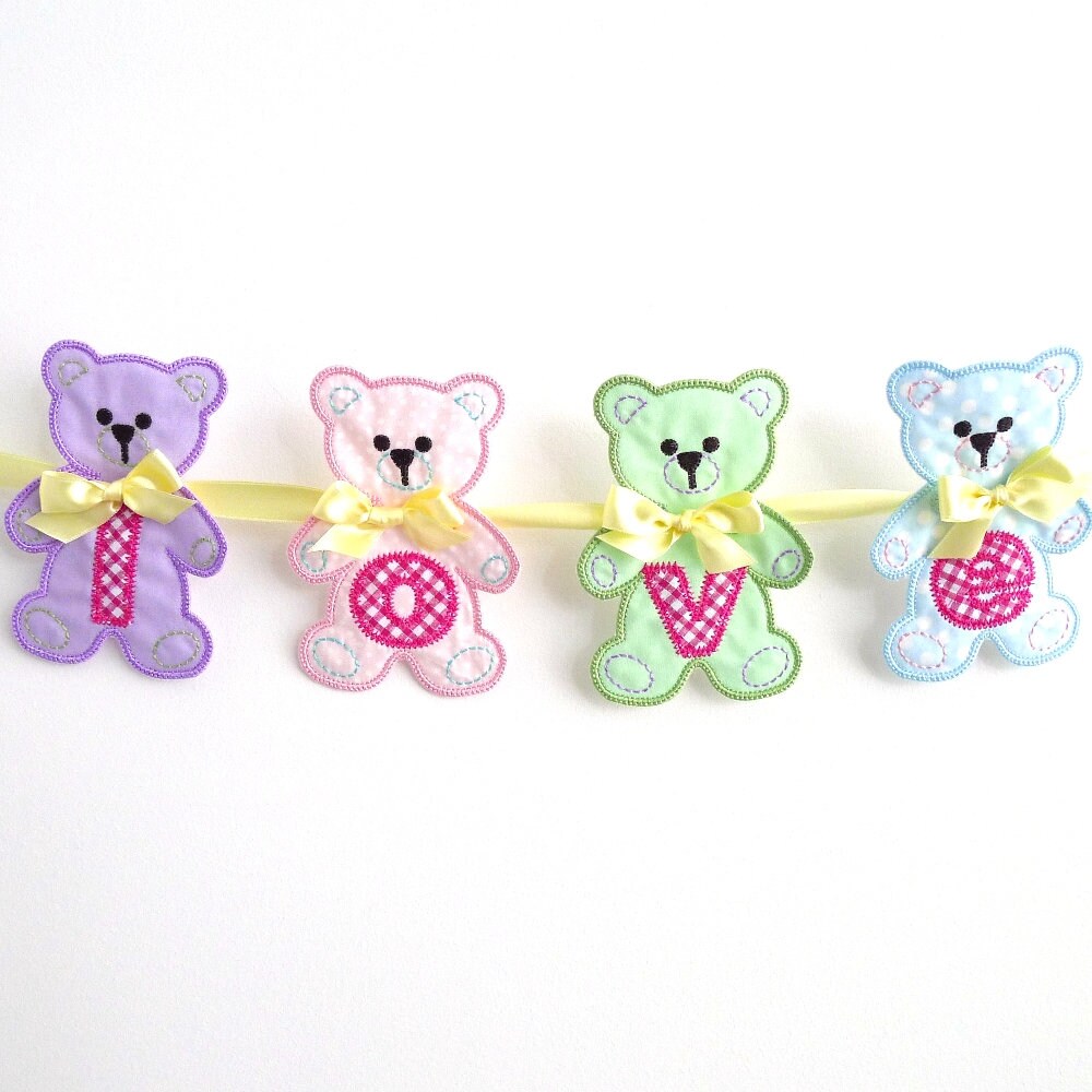 Teddy Bear Banner ITH Project Applique Machine Embroidery - Etsy UK