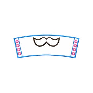 Coffee Cup Sleeve With Mustache in the Hoop Project Machine Embroidery ...