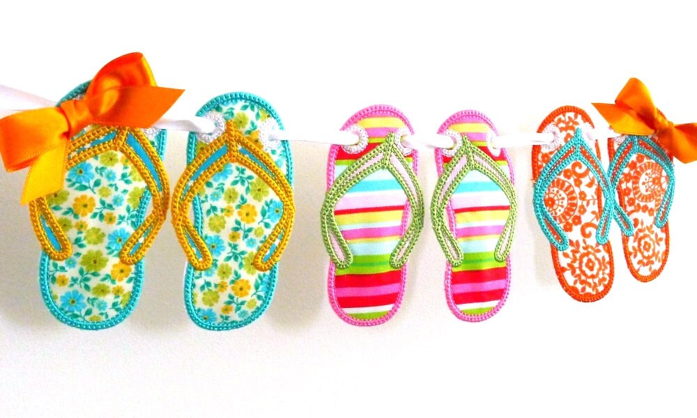Flip Flop Banner in the Hoop Project Machine Embroidery Designs ...
