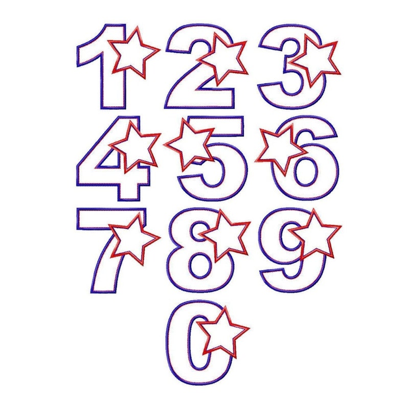 Starry, Starry Numbers Appliques Machine Embroidery Designs Applique ...