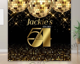 Studio 54 Birthday Photo Backdrop 40th 50th 60th Gold and Black ...