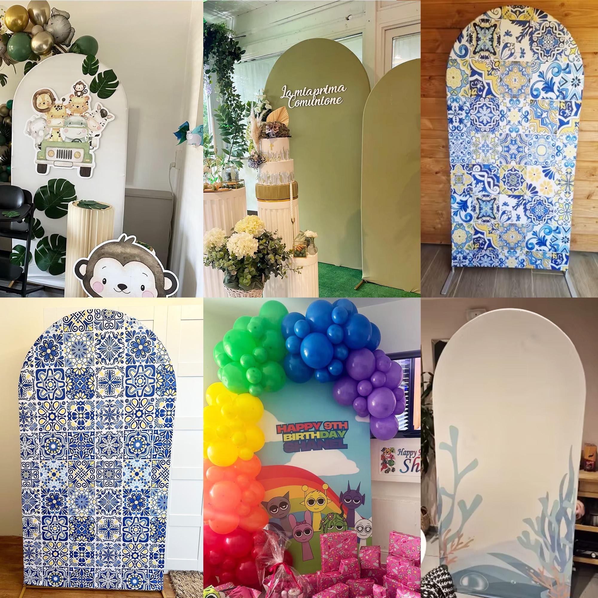 Something Blue Floral Arch Backdrop Cover: Bridal Shower Photo ...