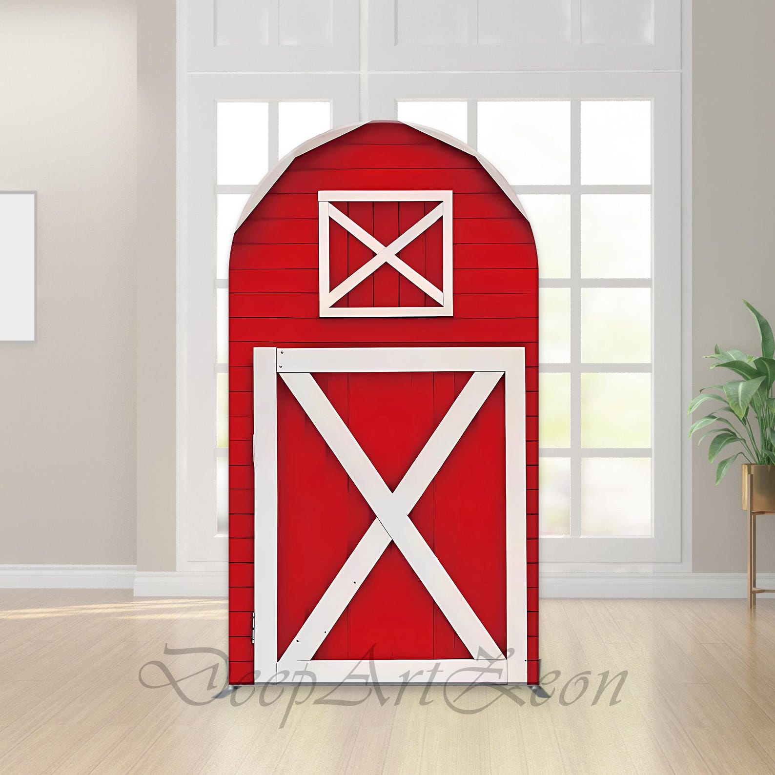 Farm Barn Arch Back Drop Cover Birthday Party Cows Chiara Fabric Photo ...