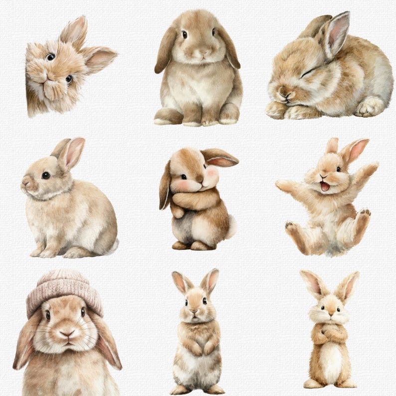 Cute Bunny Clipart | Boho Bunny, Rabbit Baby Shower, Coquette Nursery ...