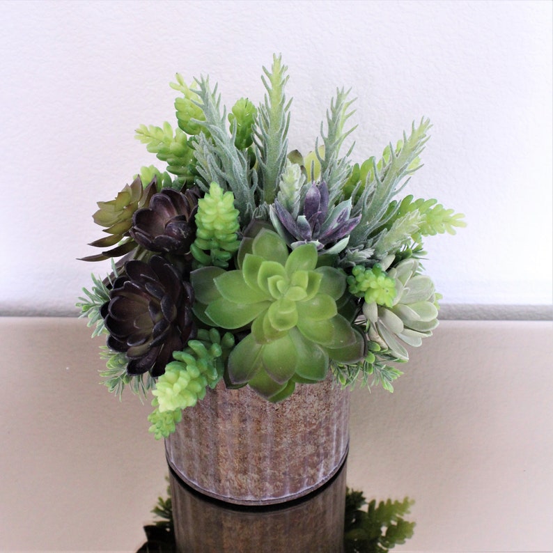 Artificial Succulents Arrangement in a Vintage Style Metal - Etsy Artificial Succulents Arrangement in a Vintage Style Metal - Etsy