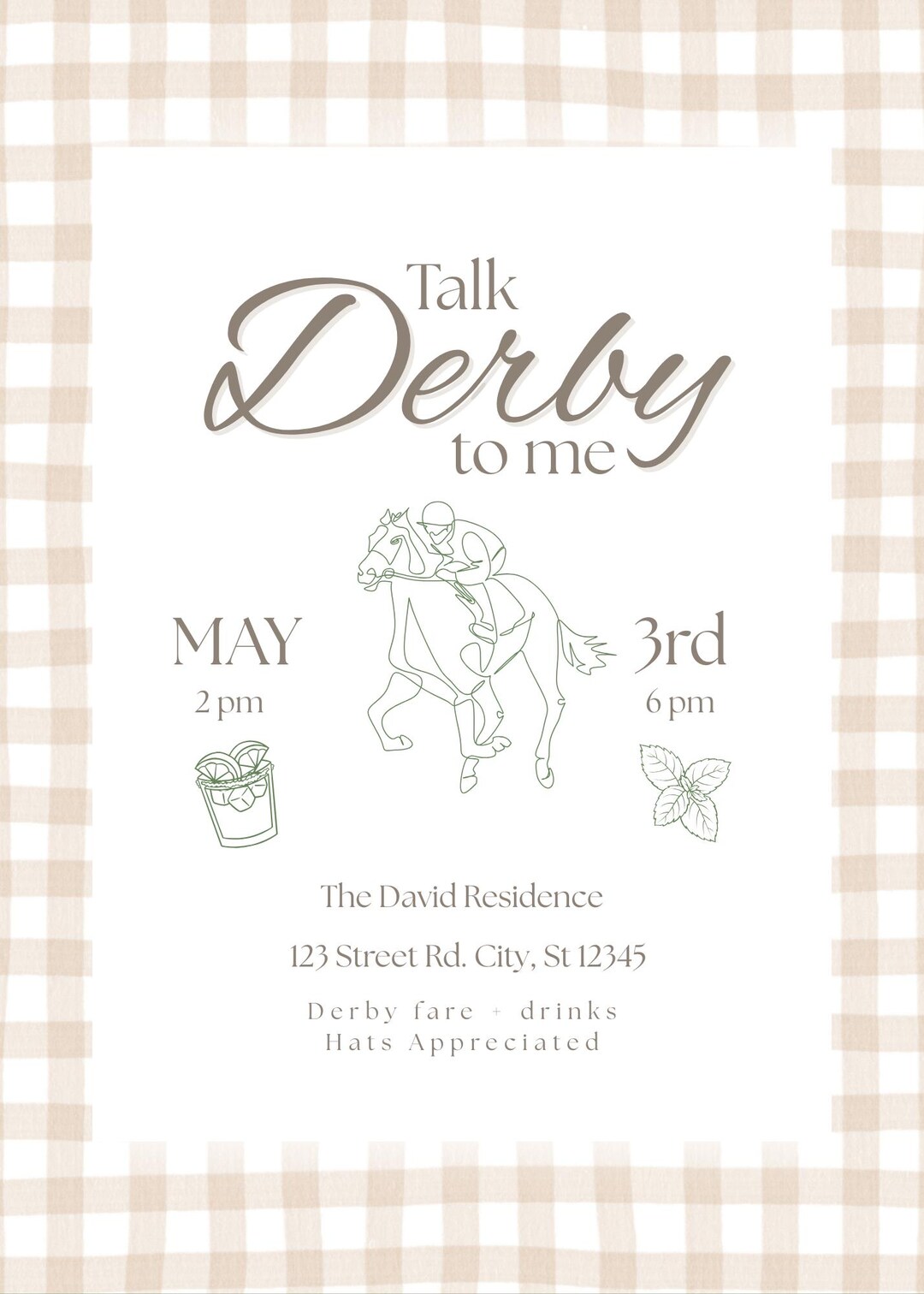 Editable Derby Party Canva Invitation Template | Instant Download ...