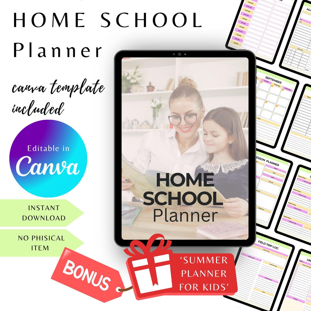 Homeschool Printable Planner Bundle, PDF, Homework Tracker, Printable ...