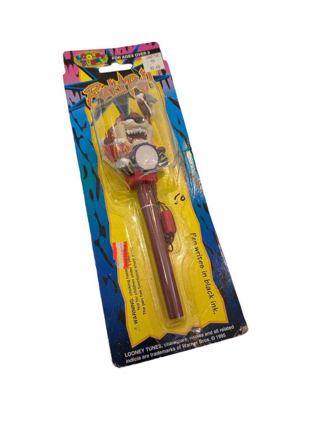 Vintage 1995 Taz Pen: Looney Tunes Drummer, Black Ink (new in Package ...