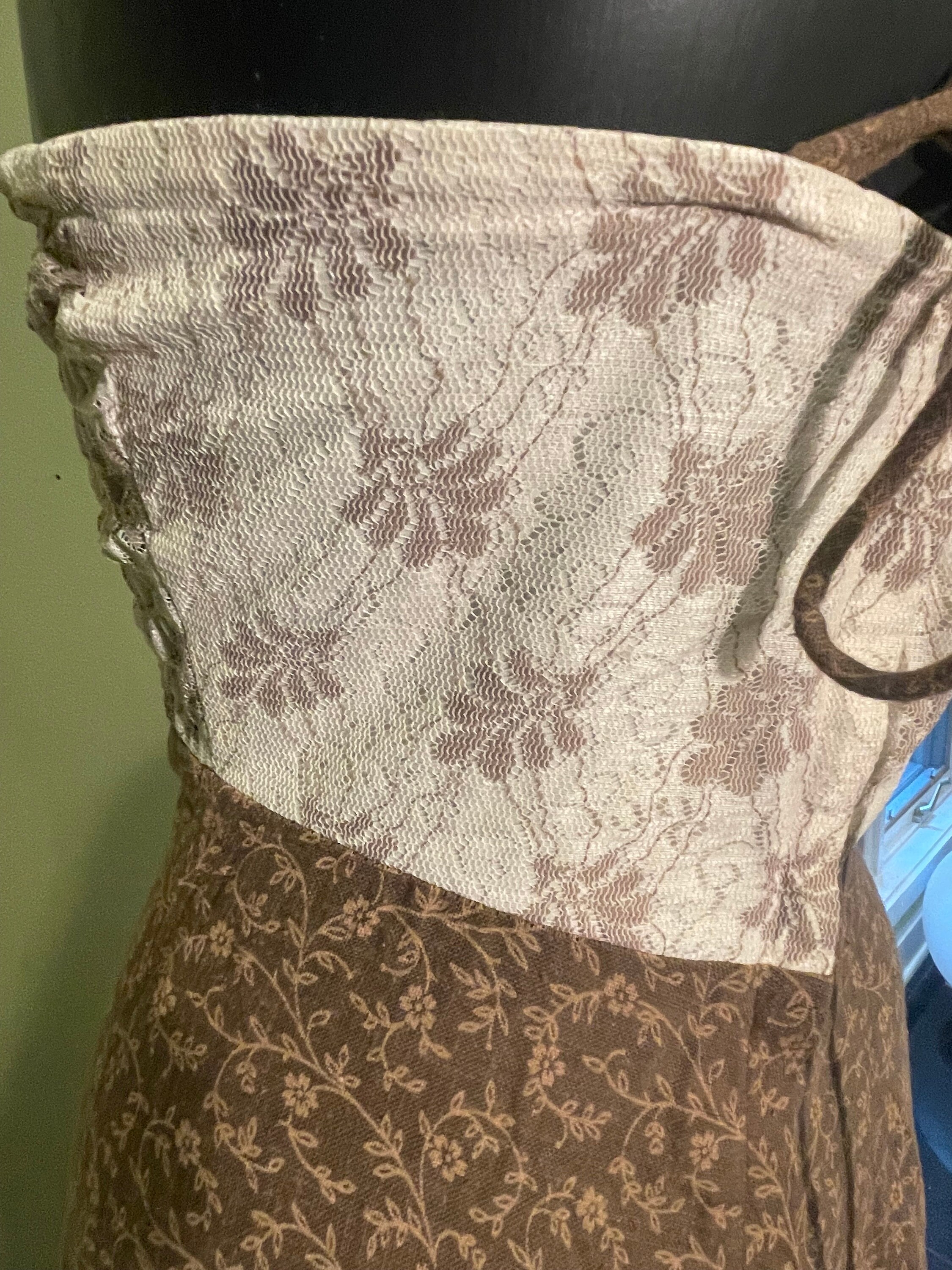 70s Long Hippie Halter Dress JODY of California Lace Hippie Prairie ...