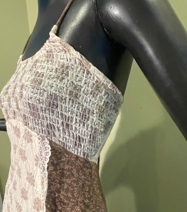 70s Long Hippie Halter Dress JODY of California Lace Hippie Prairie ...