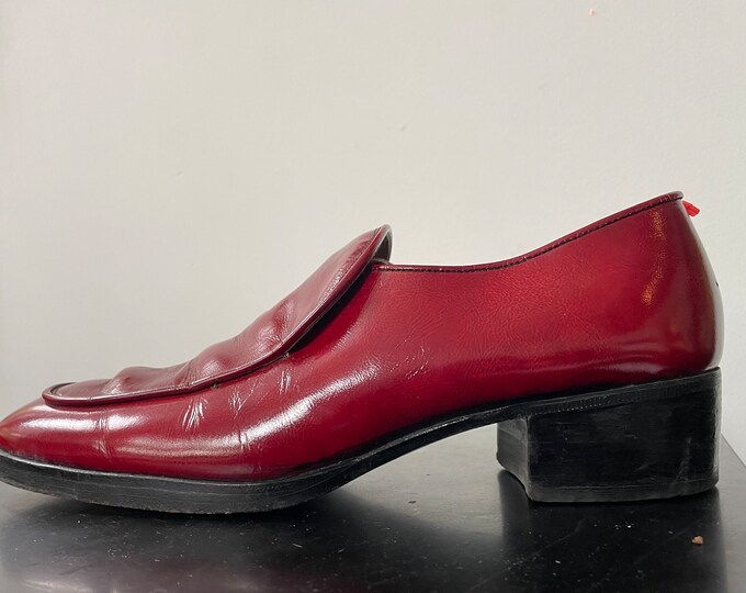 Vintage Men’s 70s Disco Platform Red Leather Shoes 10.5 Verde Made in ...