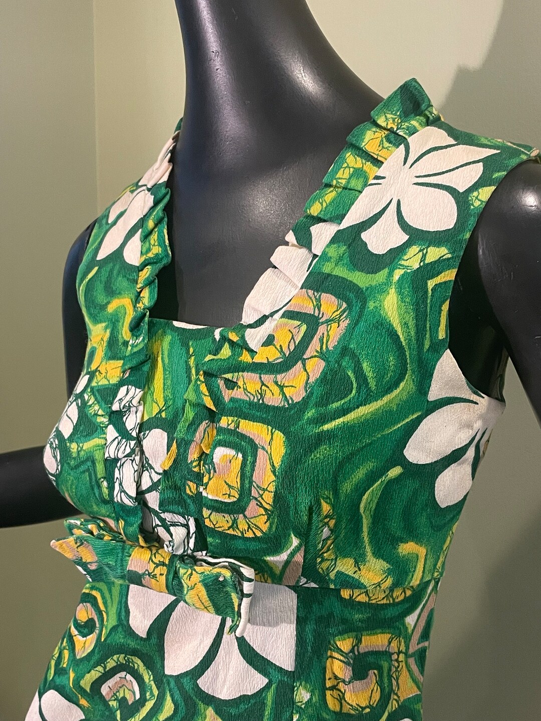 Vintage 60s Hawaiian Bark Cloth Maxi Dress Aloha Hawaiian S/M Tiki ...