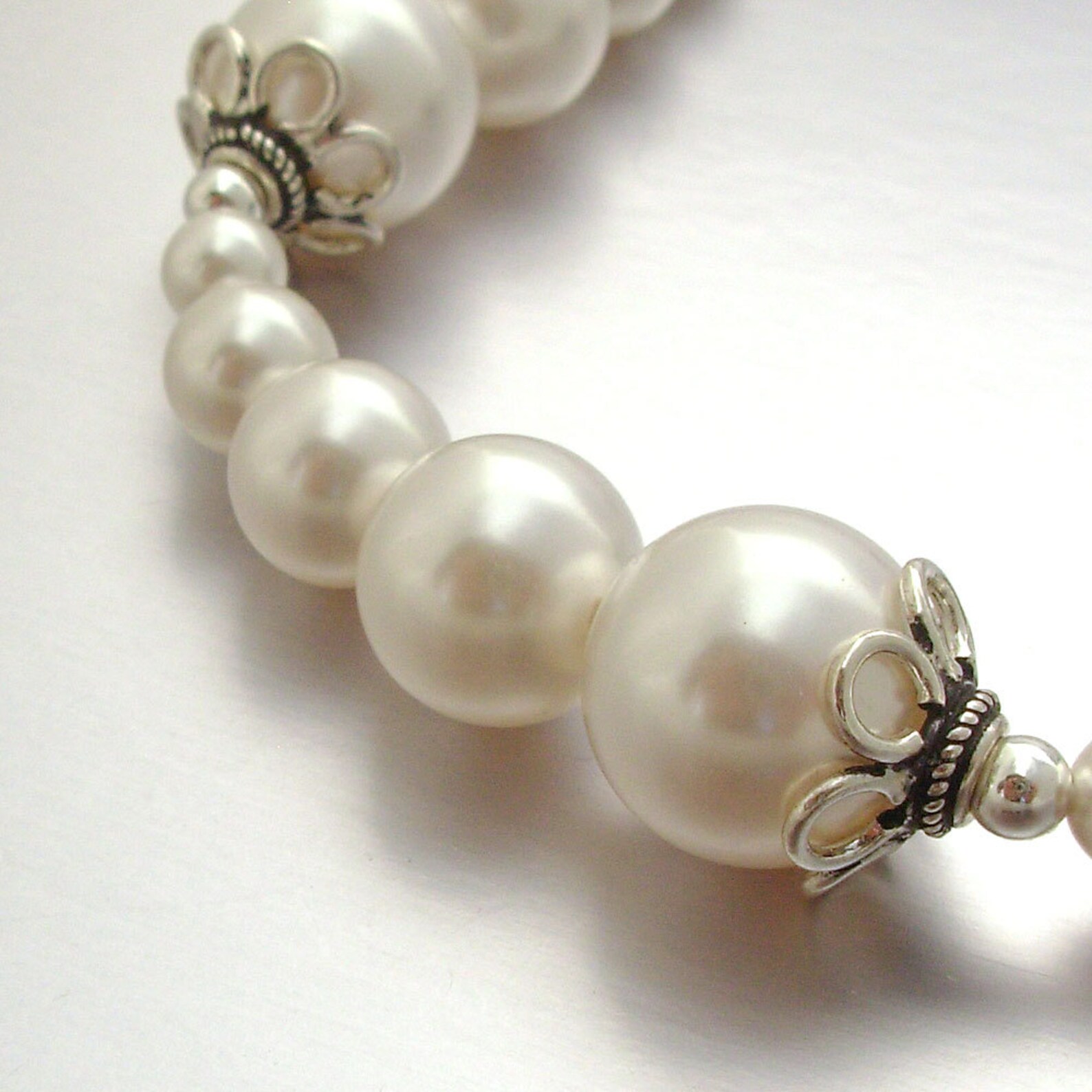 15" Fancy Lampwork Focal Bead Necklace With Swarovski Pearls - Etsy