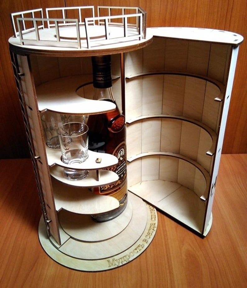 Water Tower Wine & Shot Holder DXF – Laser Cut Design – Hidden Bottle ...