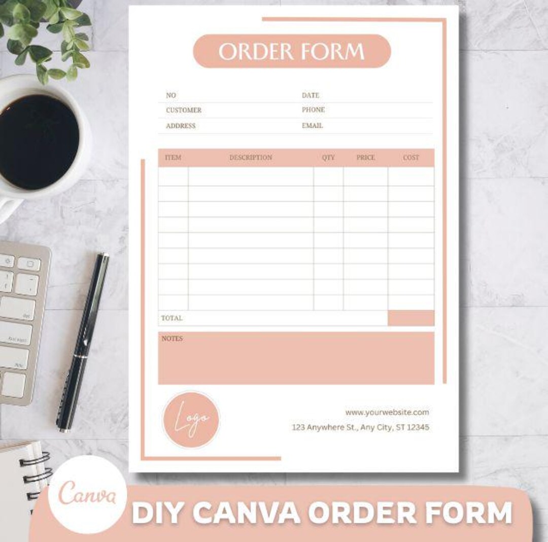 Minimalist Order Form Template | Printable & Canva Editable | Pink ...