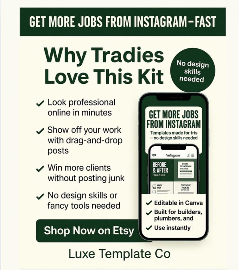 Contractor Instagram Templates for Tradies | Canva Content Kit for ...
