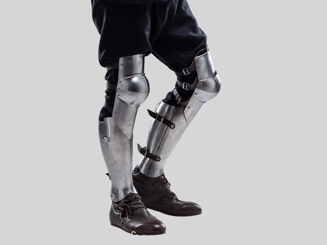 Medieval Knight Armor Leg Greaves With Knee Caps | Polished Steel ...