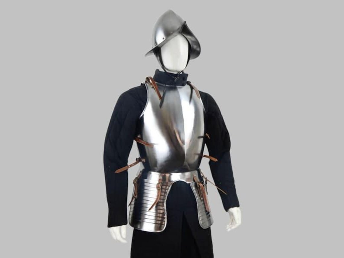 Pikeman’s Armor Set With Spanish Helmet, Steel Breastplate Knight Armor ...