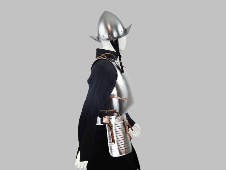 Pikeman’s Armor Set With Spanish Helmet, Steel Breastplate Knight Armor ...