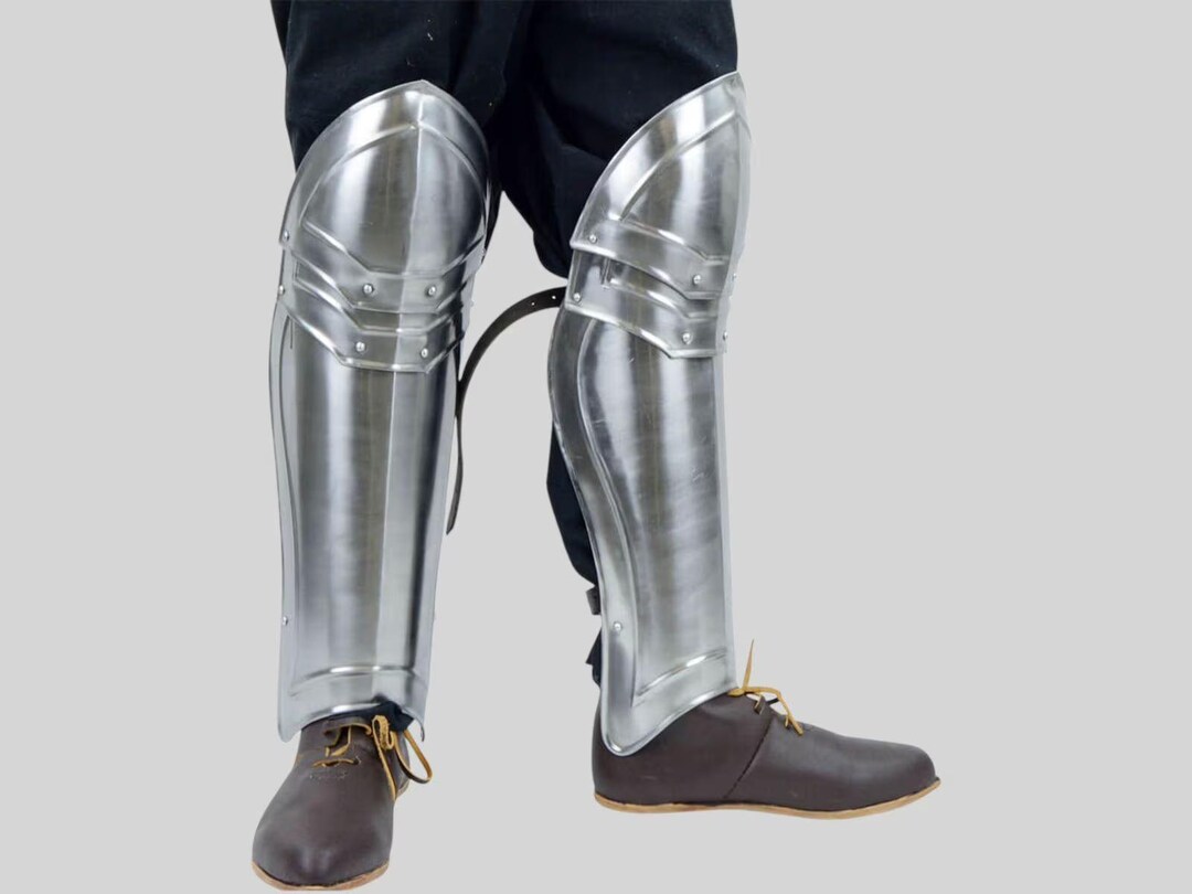 Medieval Polished Steel Knight Armor Pair of Leg Greaves Armor Cosplay ...
