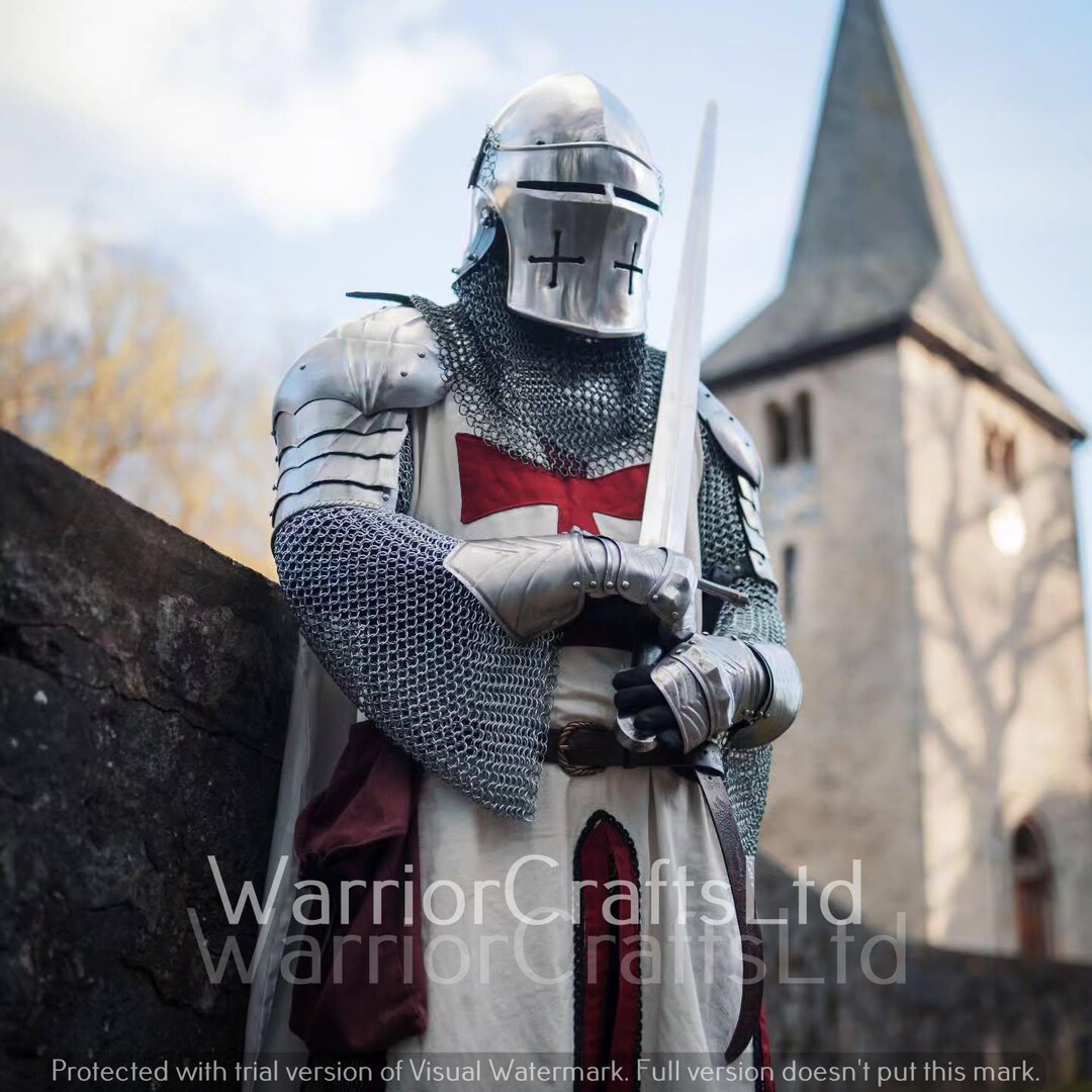 Medieval Knight Armor Templar Red Cross Costume Replica Chainmail Dress ...