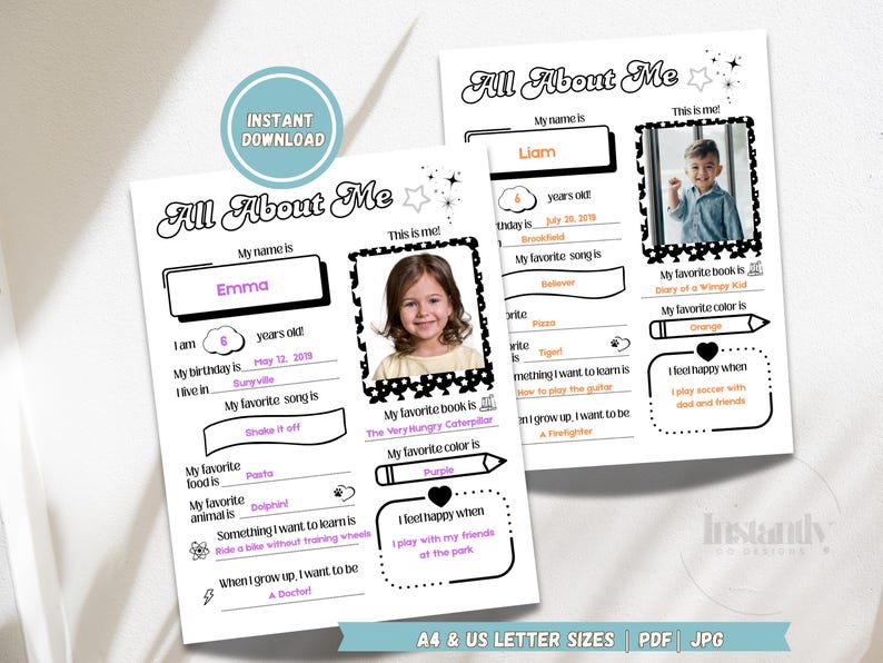 Kids All About Me Printable Worksheet, Get to Know Me Homeschool ...