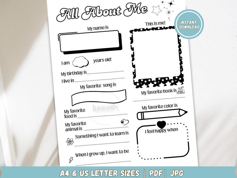 Kids All About Me Printable Worksheet, Get to Know Me Homeschool ...