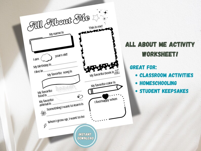 Kids All About Me Printable Worksheet, Get to Know Me Homeschool ...